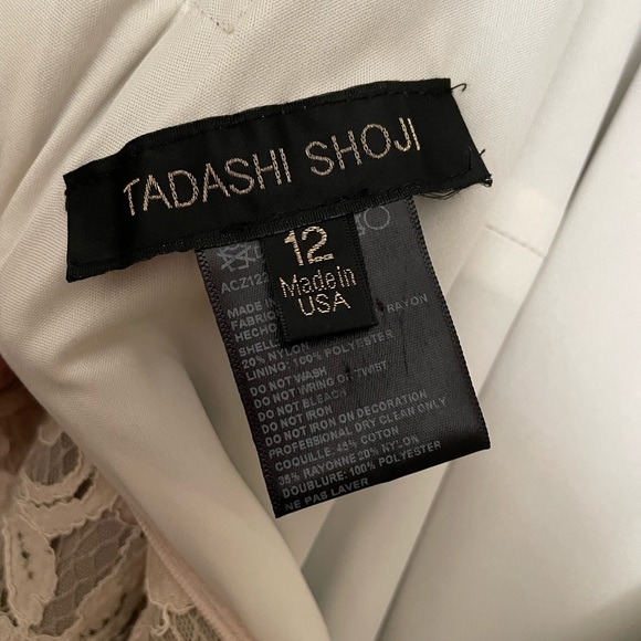 Tadashi Shoji | Dresses | 2 Tone Floral Lace Scallop Hem Belted Gown ...